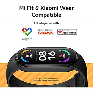 Xiaomi Mi Smart Band 6 40% Larger 1.56'' AMOLED Touch Screen, Sleep Breathing Tracking, 5ATM Water Resistant, 14 Days Battery Life, 30 Sports Mode, Fitness, Steps, Sleep, Heart Rate Monitor