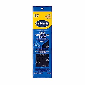 Dr. Scholl's® Stay Odor-Free & Dry Comfort Insoles with Odor-X®, Unisex Inserts, 1 Pair, Full Length Trim to Fit Men's Shoe Sizes (7-13) and Women's Shoe Sizes (5-10)