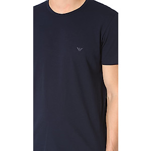 Emporio Armani Men's Cotton Crew Neck T-shirt Base Layer Top, Grey/Navy/Black, Medium US