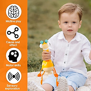 Dorky Giraffe Montessori Toy for 1-5Y+, Pull String Activity Toy with Suction Cup, Sensory Toys for Toddlers, Travel & Bath Toys for Babies, & Motor Skill Baby Toy