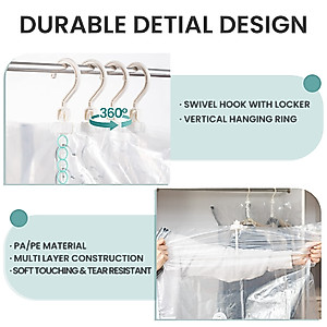 Napzzzz Hanging Vacuum Storage Bags, Space Saver Bags for Clothes, Set of 4 (2 Long, 2 Short), Premium Space Saver Vacuum Storage Bags for Clothing, Suits and Coats, Clothes Compression Storage Bags