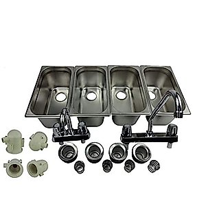 4 Compartment Concession Sink Portable 4 Traps HandWashing Food Truck Trailer