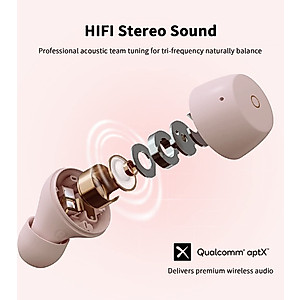 Edifier X3 to U True Wireless Earbuds, Qualcomm AptX Audio Bluetooth 5.0 Headphones, CVC 8.0 Noise Cancellation IP55 Dust and Waterproof Ear Buds, Voice Assistant USB C Earphones Pink