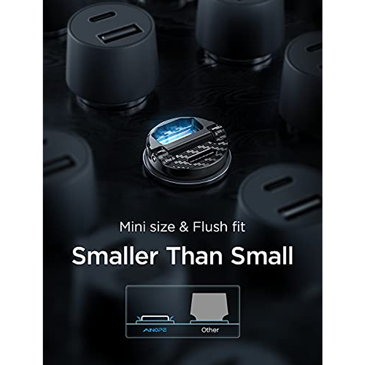 USB C Car Charger Fast Charge, 60W Smallest USB Car Charger Flush Fit AINOPE 30W QC&30W PD Fast Cigarette Lighter USB Charger Compatible with iPhone 14 pro max/13/12, Samsung S22/S20, iPad, MacBook