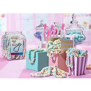 36 Candy Necklaces Individually Wrapped, Choker Style, Nostalgic Pastel Candy Jewelry Perfect for Party Favors, Pinata Fillers and Goodie Bags, Packed in a Convenient Display Tub, By 4YoreElves