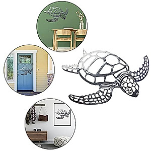 Metal sea Turtle, Metal Wall Art, Metal Wall Decor, Metal Turtle, Metal sea Life, Turtle Decor, Ocean Decor, Beach Decor, Art, Unique Room Decor for Boys Girls Women (Silver)