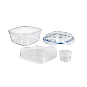 Lock & Lock Easy Essentials Food Storage Salad Bowl Container with Tray, 54-Ounce - Clear
