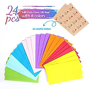 Florskoye Party Favor Bags 24 Pieces Goodie Bags, Solid Color Wrapped Candy Treat Bags Paper Gift Bags with 24 Pcs Stickers for Kids Birthday, Baby Shower, Christmas, Wedding, Party Suppliers (Plain Color)