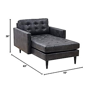Safavieh Couture Home Collection Curtis Grey Velvet Upholstered Tufted Living Room Bedroom Foyer Chaise Lounge Chair SFV4760C
