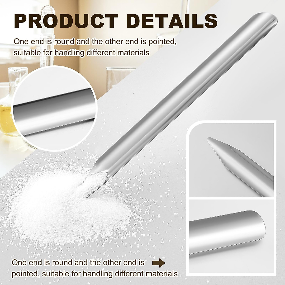 Zonon 12 Pcs 6 Inch Lab Spatula Stainless Steel Lab Scoop Spatula with Rounded Pointed Ends Laboratory Curved Metal Bead Scoop for Scooping Transferring Mixing Powders Pastes Classrooms Home Tool