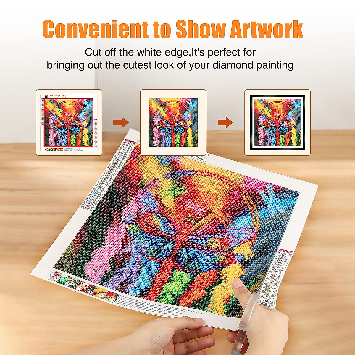 NAIMOER Upgraded 2Pack Diamond Painting Frames, Frames for 35x35cm Diamond Painting Canvas, Magnetic Diamond Art Frame Self-Adhesive, Diamond Painting Frames with Hooks for Wall Window Door (Black)