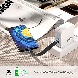 Aprilery Short USB C to USB C Cable, 0.45ft USB 3.2 Gen 2 10Gbps 100W 5A Type C Charging Cable Fast Charge, for MacBook, iPad Pro, Surface, Chromebook, External SSD, Power Bank, Samsung S21 etc