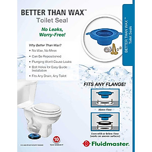 Fluidmaster 7530P8 Universal Better Than Wax Toilet Seal, Wax-Free Toilet Bowl Gasket Fits Any Drain
