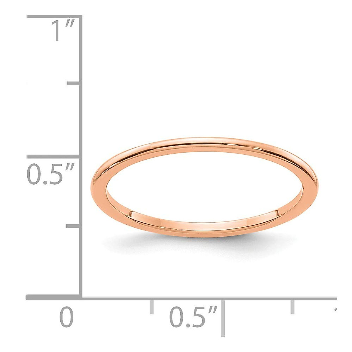 Solid 14K Rose Gold 1.2mm Classic Dome Stackable Band Thin Wedding Anniversary Ring Size 10