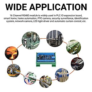 16 Input 16 Output Expansion Board RS485 16 Channel Remote Control Switch Module PLC IO Module DC 6.5‑30V for Smart Home(with Shell)