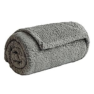 NEWCOSPLAY Sherpa Fleece Throw Blanket Plush Fluffy Cozy Lightweight Blanket for Bed Sofa Couch Travel (Grey, Twin(60"x80"))