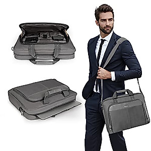 Targus 15-16 Inch Classic Slim Laptop Bag, Gray - Ergonomic Briefcase and Messenger Bag - Spacious Foam Padded Laptop Bag for 16" Laptops and Under (TCT027US)
