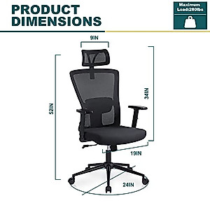ralex-chair Office Chair Ergonomic Desk Chair Comfort Adjustable Height with Wheels，Lumbar Support Mesh Swivel Computer Home Office Study Task Chair 5008