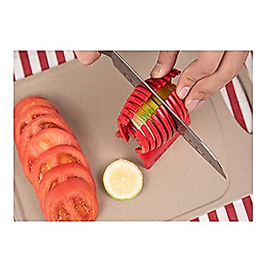 TANSOO Multiuse Slicer,Multiuse Tomato Slicer,Multi-functional slicer,Design for Cut tomatoes,Potatoes,lemon,pomelo,kiwi fruit,and Round Fruits.red color