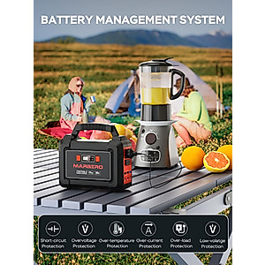 MARBERO Portable Power Station 300W Camping Solar Generators Lithium Battery 296Wh Power Supply with 110V AC Outlet, 2 DC Ports, 4 USB Ports, LED Flashlights for CPAP Home Camping Backup