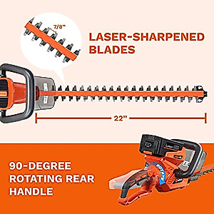 Redback 40V Hedge Trimmer Cordless Bush Trimmer with 1300 RPM Maneuverable 40V Battery Operated Hedge Trimmer Gardening Tools for Cutting and Pruning Shrubs W/ 2Ah Battery Charger