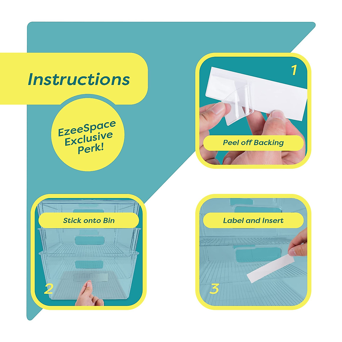 Ezee Space XL Clear Plastic Storage Bins - 3 Pack