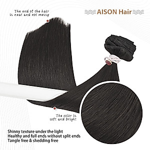 Aison Dark Brown Clip in Hair Extensions Real Human Hair 70G Remy Human Hair Clip in Extensions Soft Silky Straight for Women 7pcs 16clips 18 Inch Brown Hair Extensions
