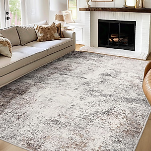 MTOUOCK Washable 8x10 Area Rugs, Modern Abstract Area Rug Washable with Non-Slip Backing, Modern Area Rugs 8 x 10 Area Rugs Indoor for Living Room Bedroom (8'x10', Gray/Rust)