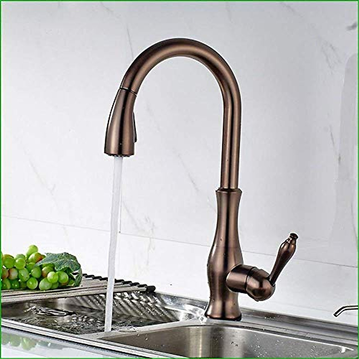 Bathroom Sink Mixer Taps Faucet Bath Waterfall Cold and Hot Water Tap for Washroom Bathroom and Kitchen Full Copper Red Brown Single Handle Single Hole Rotatable Pullable