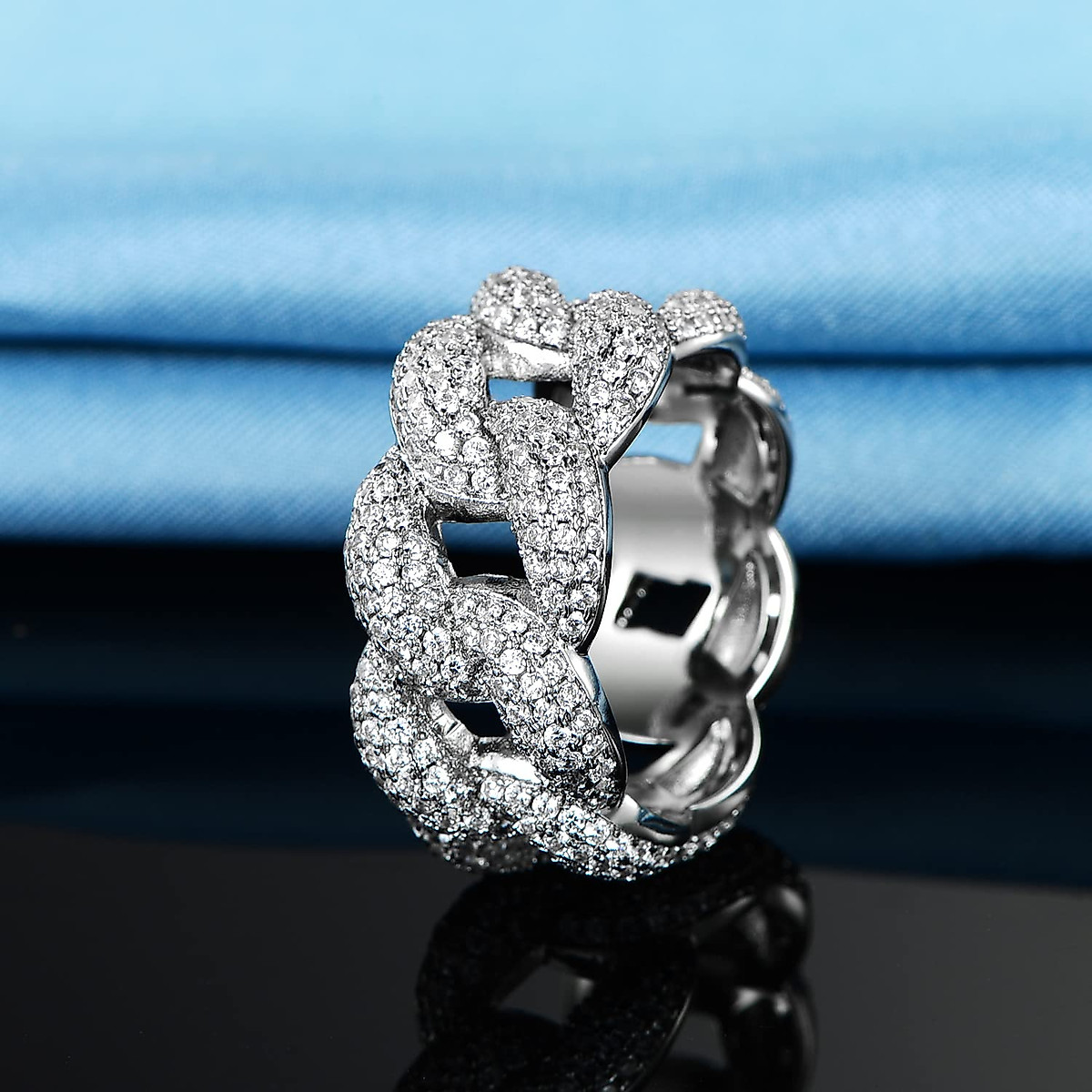 Gemsme 14K Gold Plated Cubic Zirconia Cuban Statment Ring for Women (8)