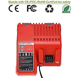 maki Lithium-ion Battery Charger Multi Voltage Charger Replacement for Milwaukee M18 14.4V-18V 48-11-1850 48-11-1840 48-11-1815 48-11-1828