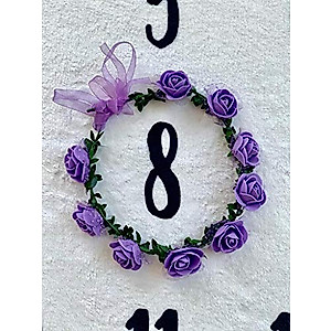 Baby Monthly Milestone Blanket | Includes Floral Wreath & Headband | 1 to 12 Months | Extra Soft Fleece | Best Photography Backdrop Photo Prop for Newborn | Baby Girl