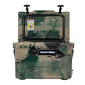 Frosted Frog Green Camo 20 Quart Ice Chest Heavy Duty High Performance Roto-Molded Commercial Grade Insulated Cooler