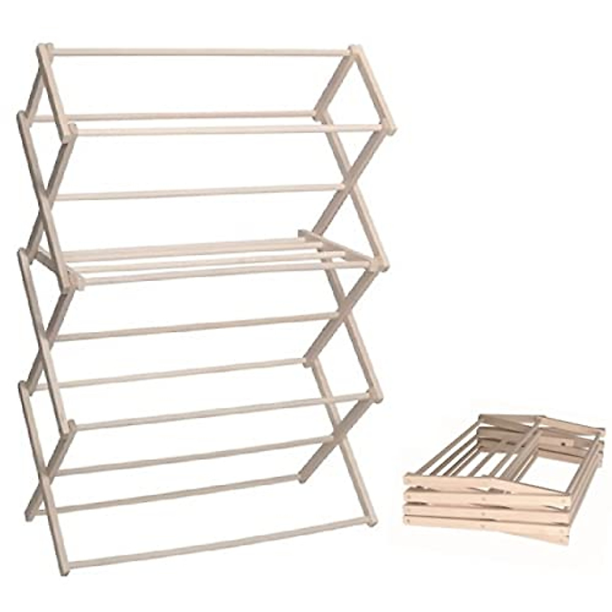Saving Shepherd Clothes Drying Rack - 52¾"H x 36" W Folding Maple Wood Amish Handmade in Lancaster, PA USA