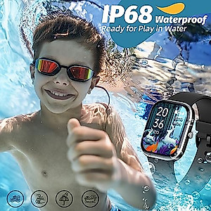 YOUSOKU Fitness Tracker Watch for Kids, IP68 Waterproof Kids Smart Watch with 1.5" DIY Dials 19 Sport Modes, Pedometers, Heart Rate, Sleep Monitor, Great Gift for Boys Girls Teens 6-14