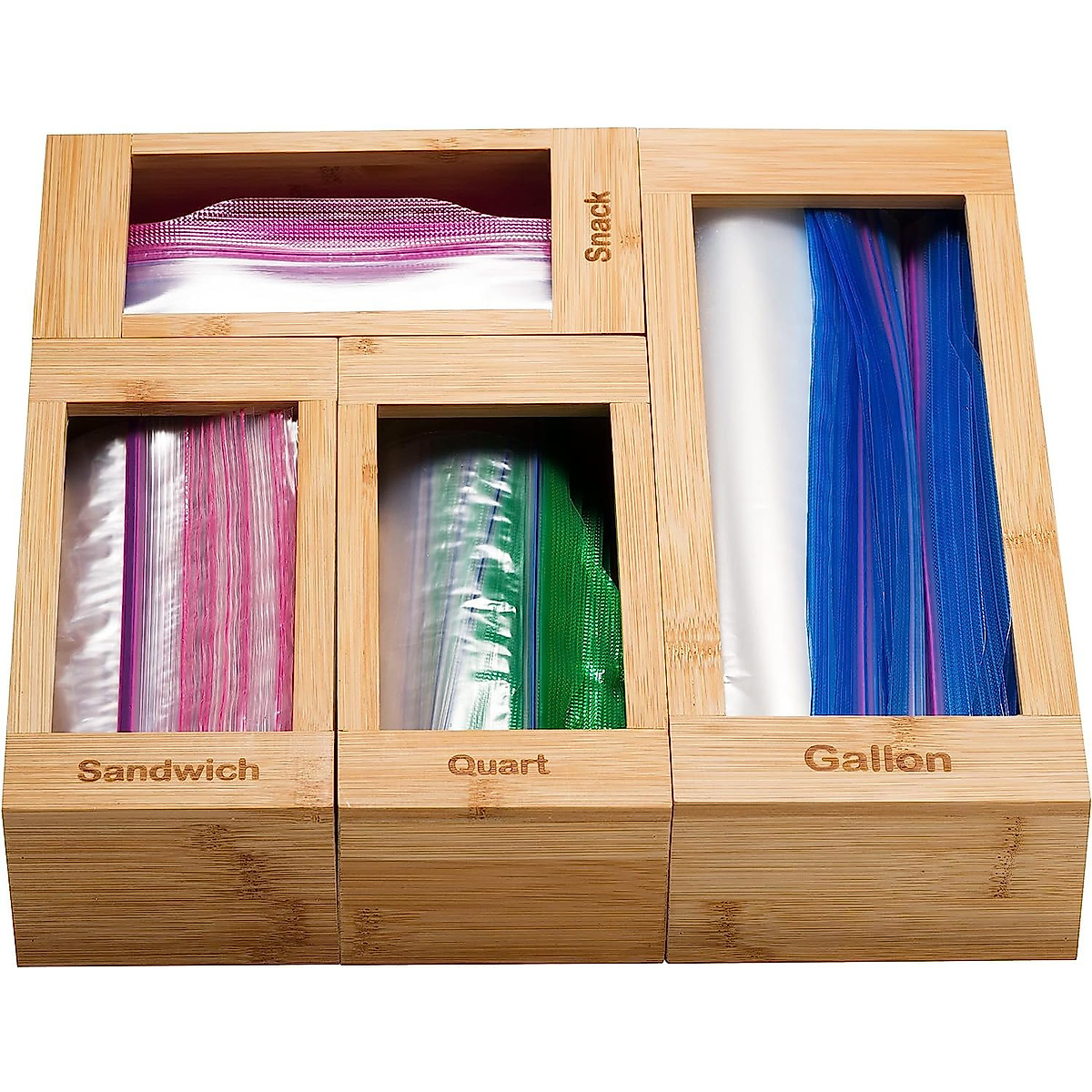 Bartnelli Seal Top Plastic Bag Organizer Storage for Kitchen Drawer Organization, Plastic Sandwich Baggie Holder Dispenser