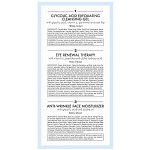 Anti Aging Skin Care Kits for Her or Him Glycolic Acid Face Cleanser/Alpha Hydroxy Face Wash, Glycolic Acid 10% Daily Moisturizer & Eye Cream for Dark Circles. Skincare Set Kit for Women & Men