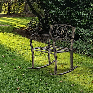 WARMHAND Garden Rocking Chair with Wide Seat Outdoor Garden Vintage Style Bronze