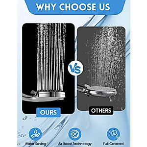 Shower Head,GUOYULJU Shower Heads with Handheld Spray Combo 10 Spray Modes,59Inch Hose,Shower Head with Handheld Adjustable Bracket,Built in Power Wash for bathroom,Tub & Pets,Water Efficient,Chrome