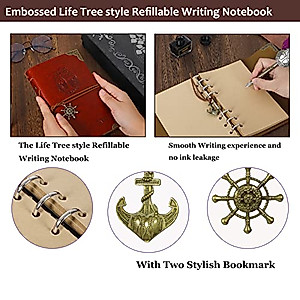 TIANREN Quill Pen and Ink Set,Antique Feather Dip Pen,Antique Calligraphy Pen with 5 Replaceable Nibs,Wax Seal Stamp kit,Wax Beads & Leather Writing Notebook Gift for Men&Women.(PurpleRed)