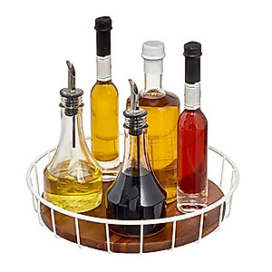 The Ría Safford Collection by iDesign Acacia Wood and Wire Turntable, 11", Coconut