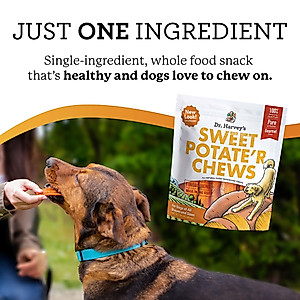 Dr. Harvey's Sweet Potato Chews for Dogs, Dog Treats for Small, Medium, Large Dogs, Natural Dog Snacks for Training, Healthy Teeth, Preventing Bad Breath, and Aggressive Chewers, USA Grown (3 Pack)
