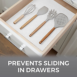 Home Genie Drawer Liner and Bathtub Mat, Drawer Liner Size 12IN x 20FT in Pure White, Non Adhesive Roll, Bath Mat Size 31x15 in Clear, Machine Washable, 2 Item Bundle