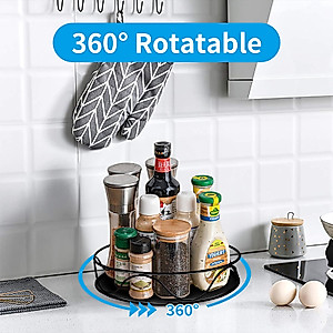 Bellavoca Lazy Susan Organizer 2 Pack, Lazy Susan for Countertop, Kitchen, Cabinet, Table, 10" & 9" Steel 360 Degree Rotating Lazy Susan Spice Rack with Non-Slip Pads, Black