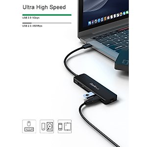 USB C Hub HDMI PD Adapter for MacBook Air/Pro, Surface Pro 7/8, XPS and More, Dockteck 6-in-1 Type C Hub with 4K 60Hz, 100W PD, SD & microSD Card Reader, 2 USB 3.0 Data 5Gbps