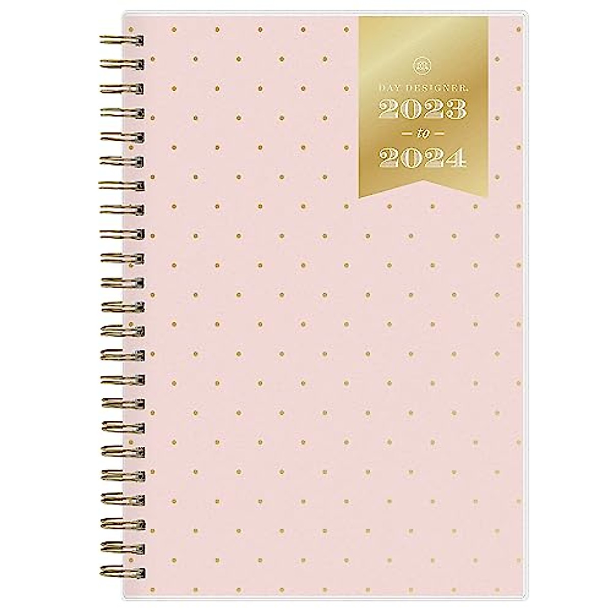 2023-2024 Day Designer Swiss Dot Blush Frosted Polypropylene Weekly/Monthly Academic Planning Calendar, 5" x 8", July 2023 to June 2024, 142497