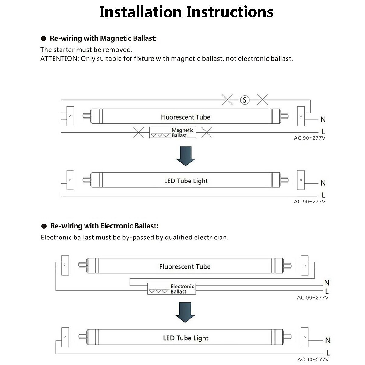 JOMITOP 8ft Led Tube Light,T8 LED Light Bulb 8 foot, 45W (100W Equivalent),Single Pin FA8 Base Led Shop Lights,Dual-Ended Power, Cold White 6000K, 5400LM, Clear Cover, AC 85-277V 4 Pack