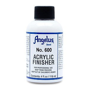 Angelus Acrylic Leather Paint Finisher No. 600-4oz and 5 Piece Paint Brush Set Combo Bundle
