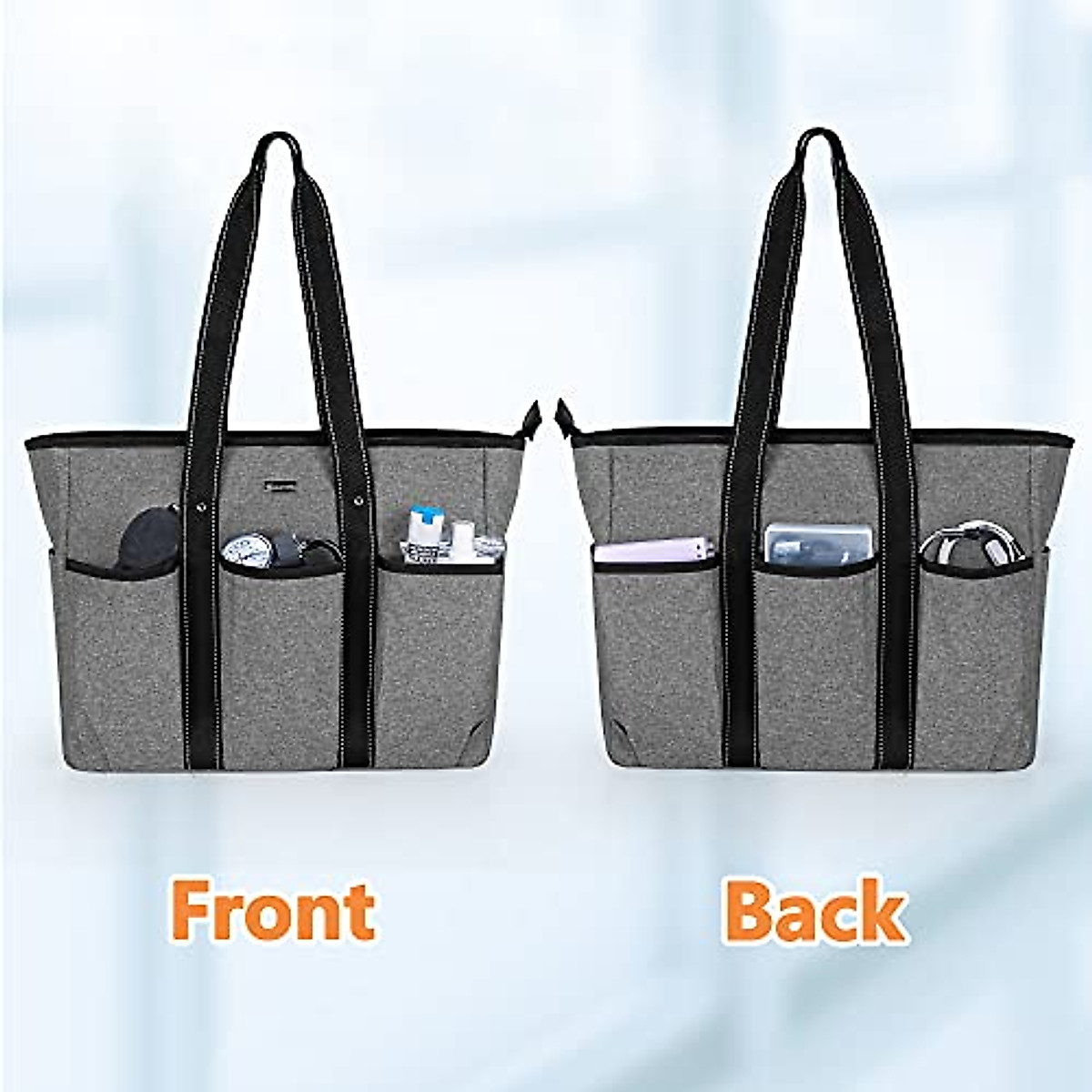 Damero Nurse Tote Bags with Organizer Insert Bag, Medical Supplies Bags with Laptop Sleeve for Home Care Nurse, Medical Students and More, Gray