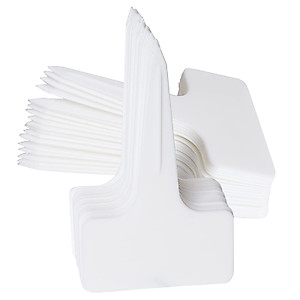 HOVEOX 200PCS Plastic Plant Tags, T-Type Markers Nursery Garden Labels Stakes for Gardening Green House Humidity Dome Orchard Botanical Garden (White)